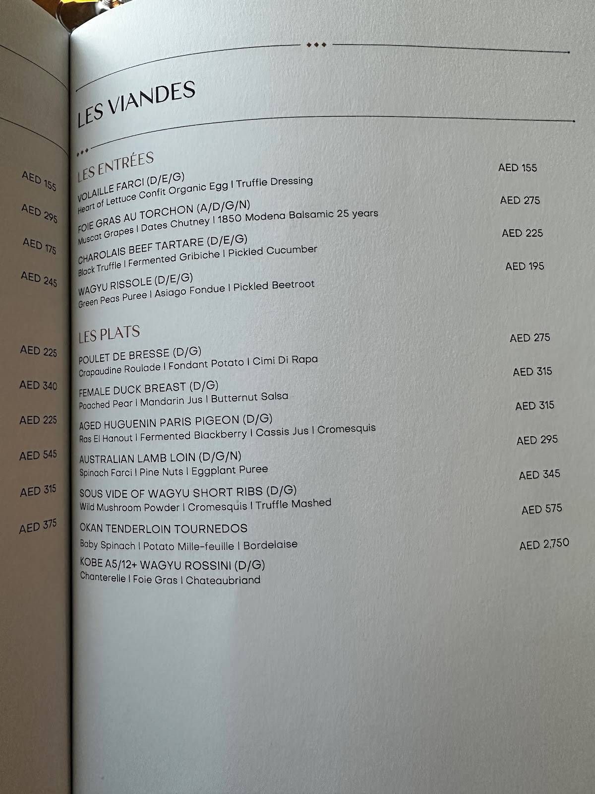 Menu at Atmosphere Burj Khalifa restaurant, Dubai, 57XF+J8R Burj ...