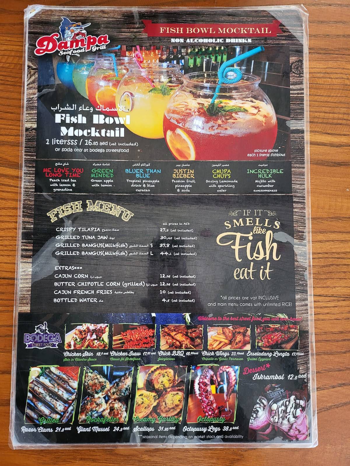Menu at Dampa Seafood Grill - Dubai restaurant, Dubai, Baniyas Rd