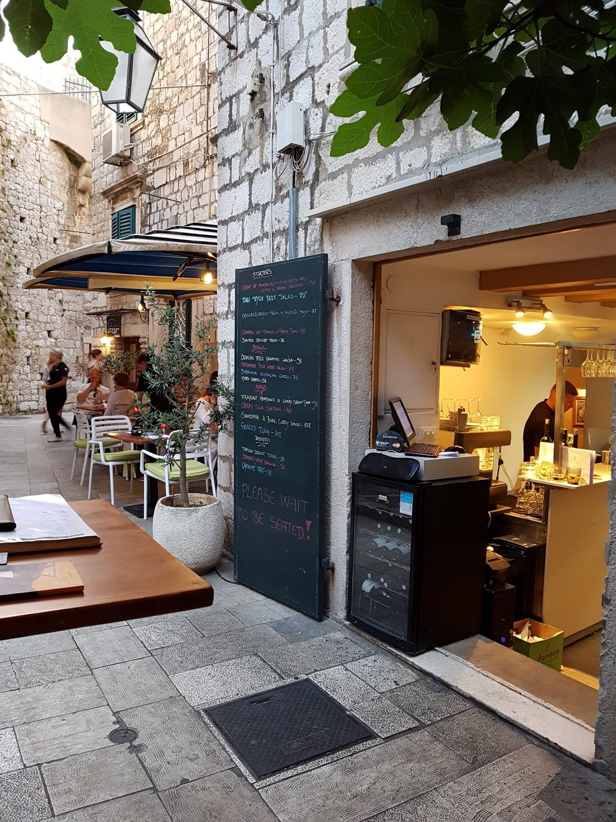 Menu at Azur restaurant, Dubrovnik