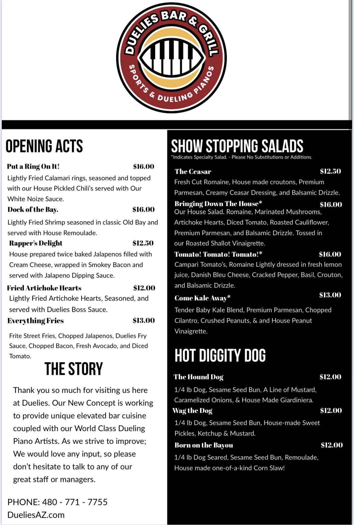 Menu at Duelies Sports Bar and Grill, Phoenix