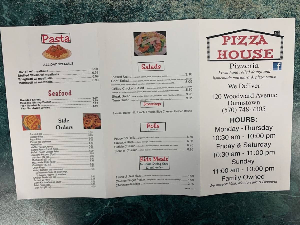 Menu at Pizza House pizzeria, Lock Haven, 120 Woodward Ave