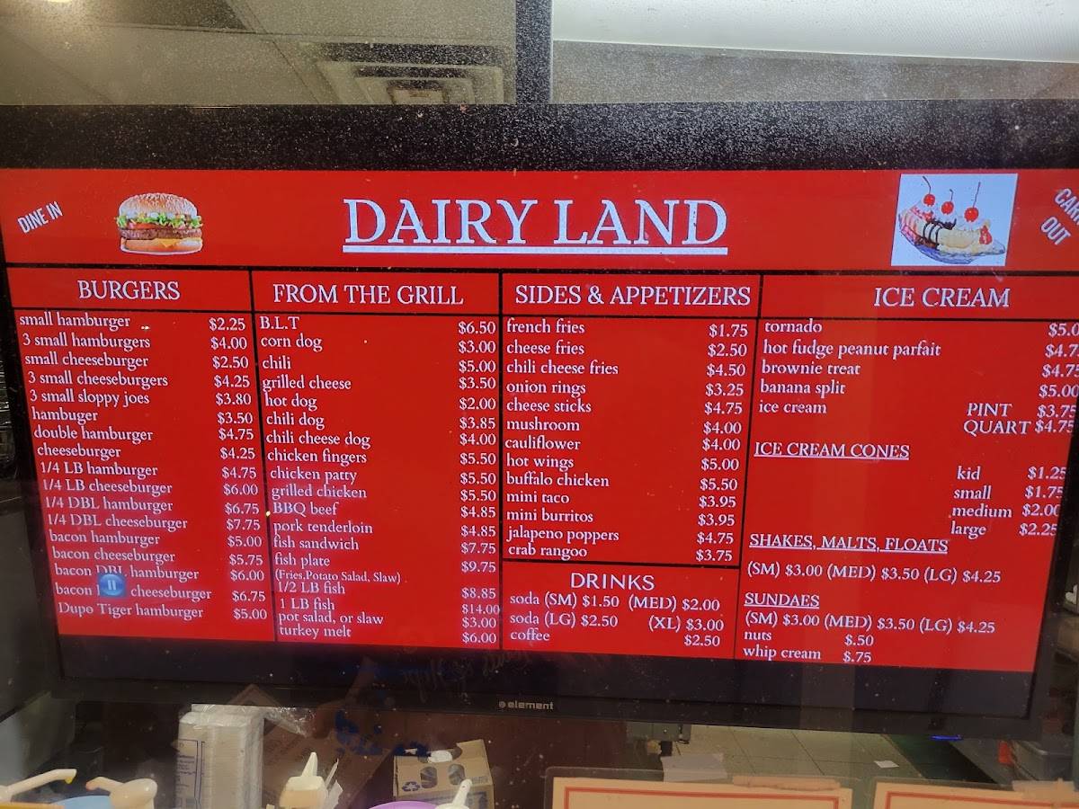 Menu at Dairy Land restaurant, Dupo