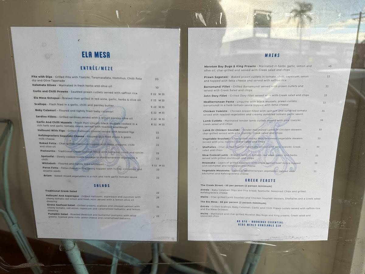 Menu at ELA MESA CAFE RESTAURANT, Woy Woy