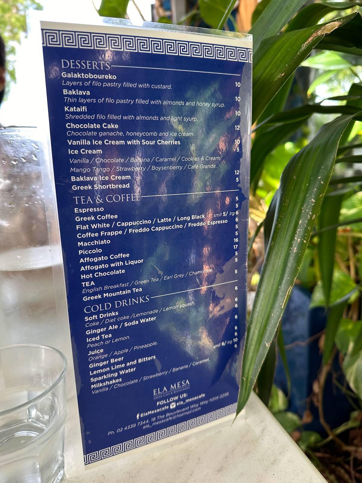 Menu at ELA MESA CAFE RESTAURANT, Woy Woy