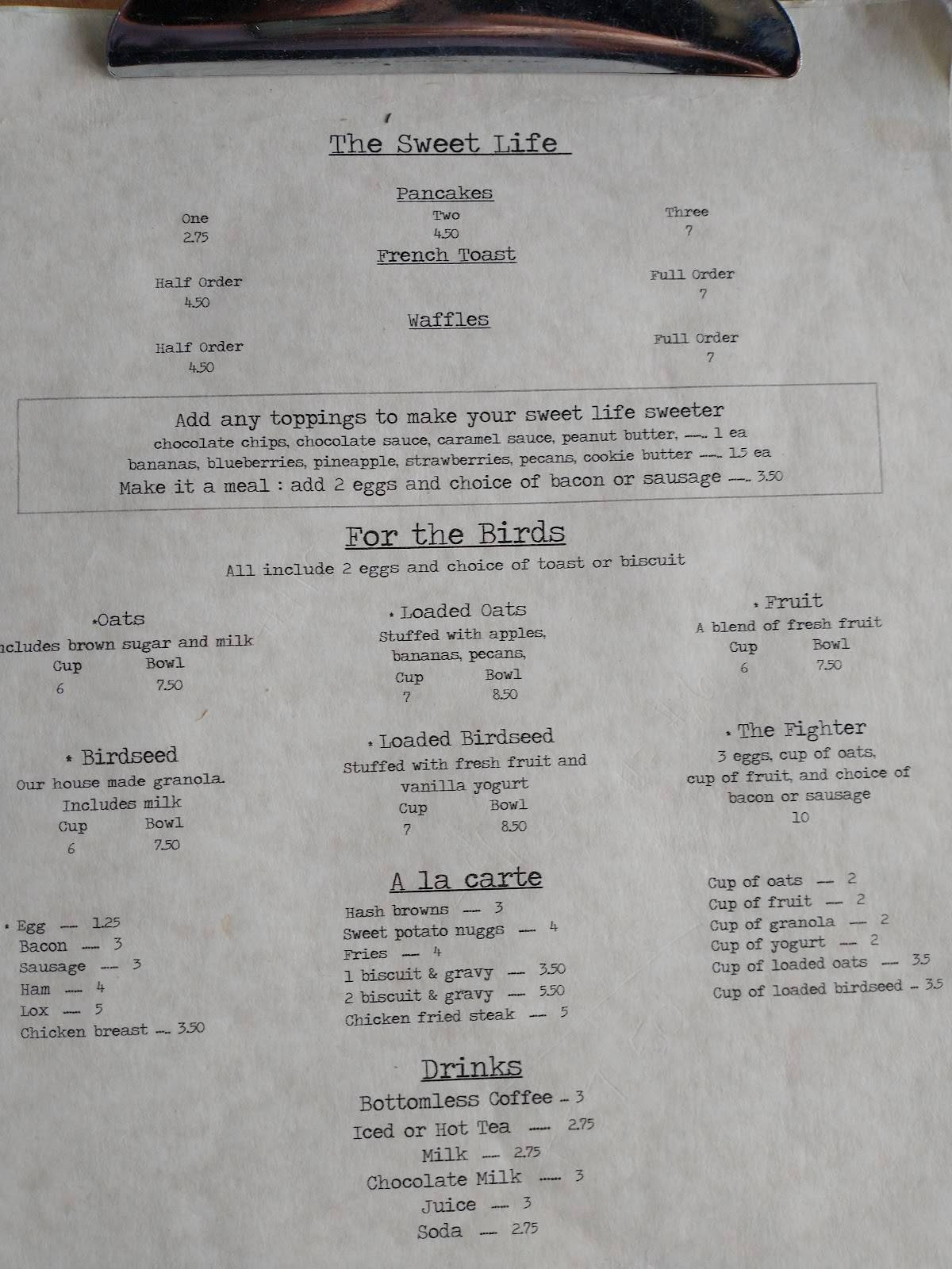 Menu at Early Bird Breakfast Pub, Springfield