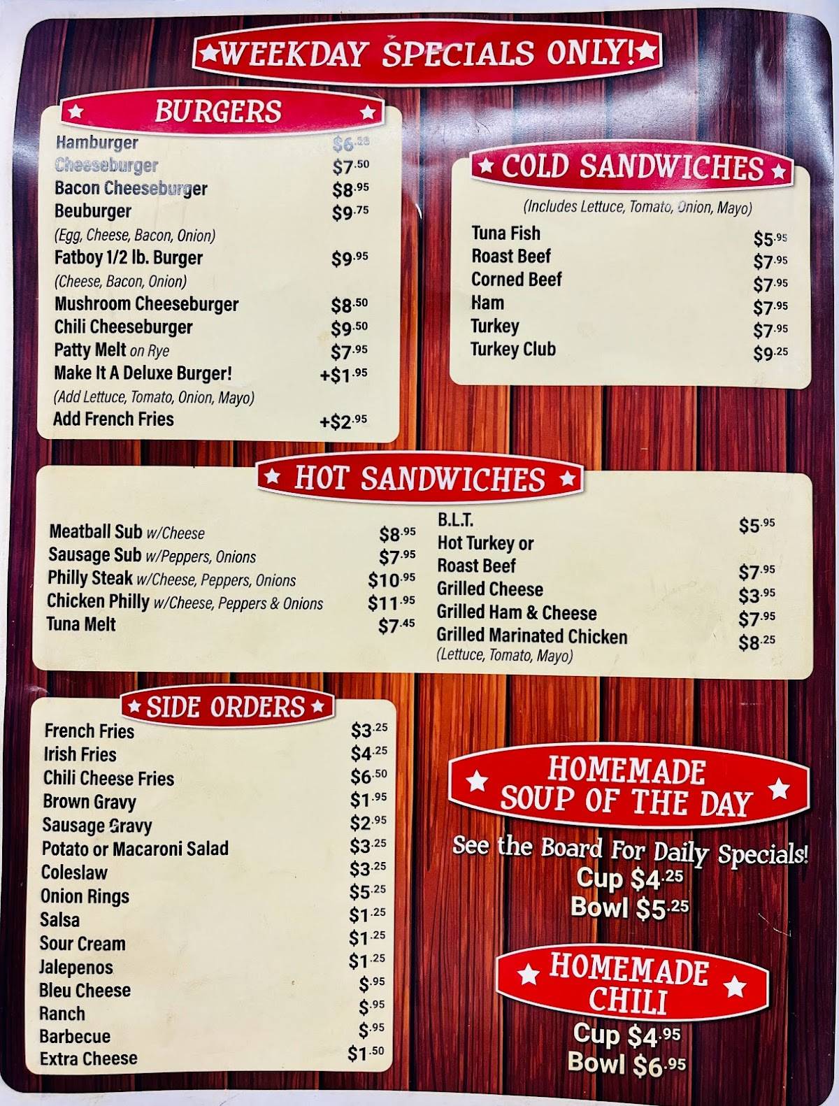 Menu at Mother's Cupboard restaurant, Syracuse