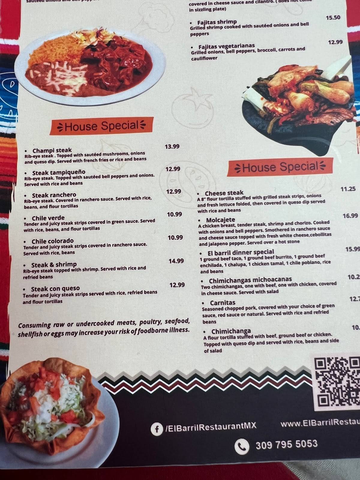 Menu at El Barril Mexican Restaurant, Edgington