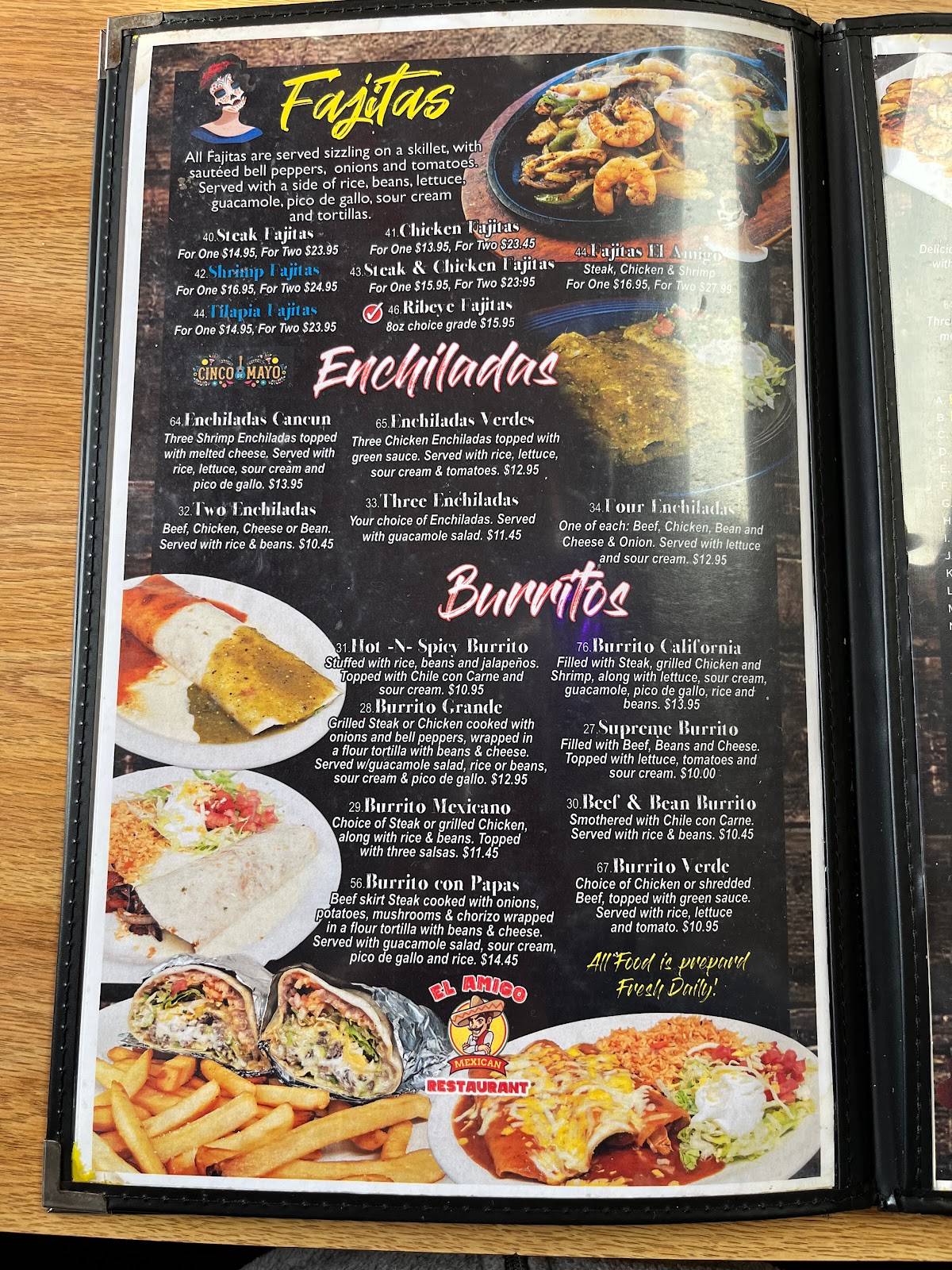 Menu at El Amigo Bar Grill Mexican Restaurant, Hope Hull