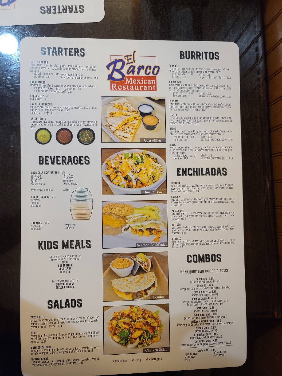 Menu at El Barco Méxican Restaurant, Urbandale