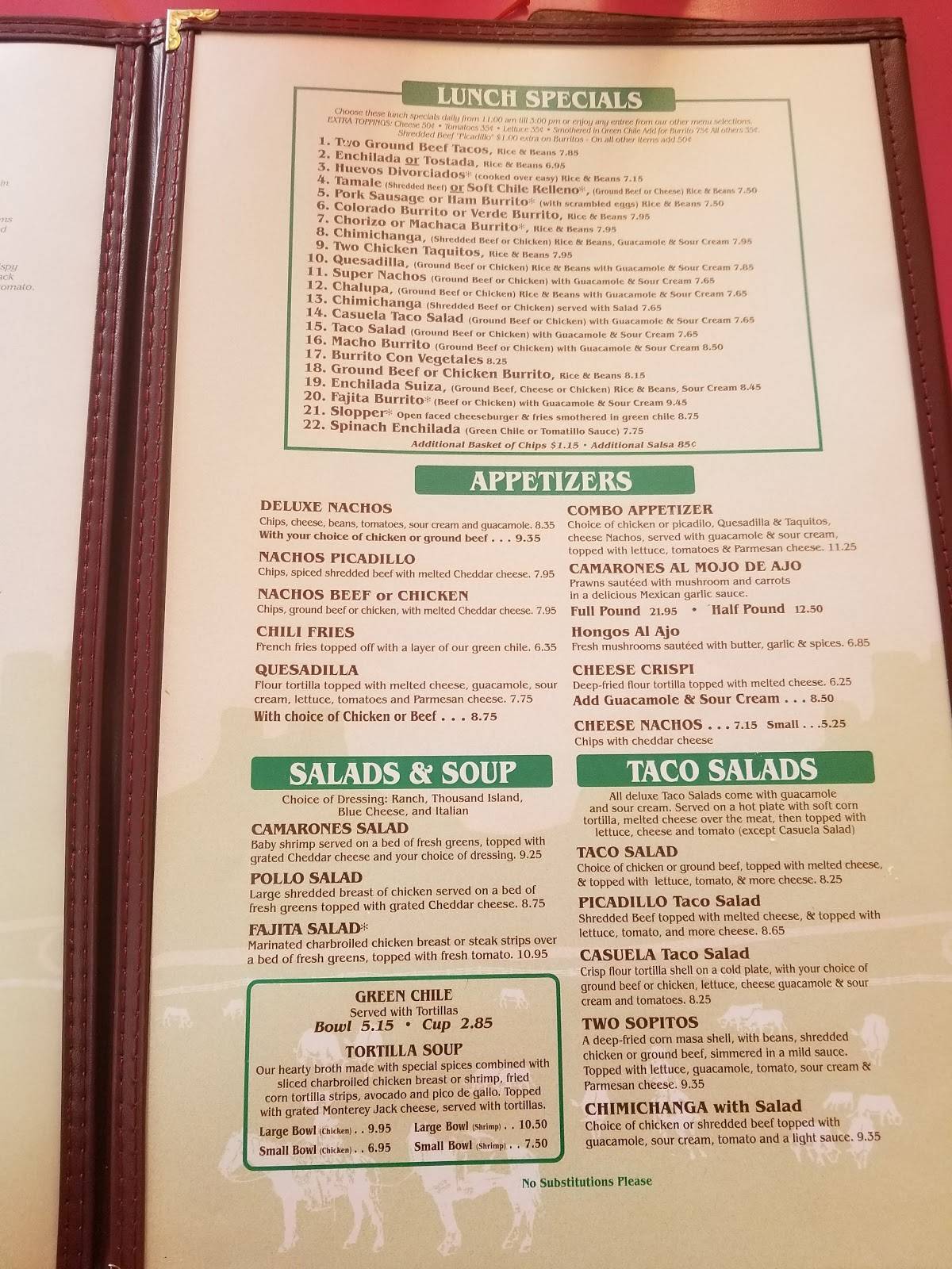 Menu at El Caporal Family Mexican Restaurant, Cañon City, Main St