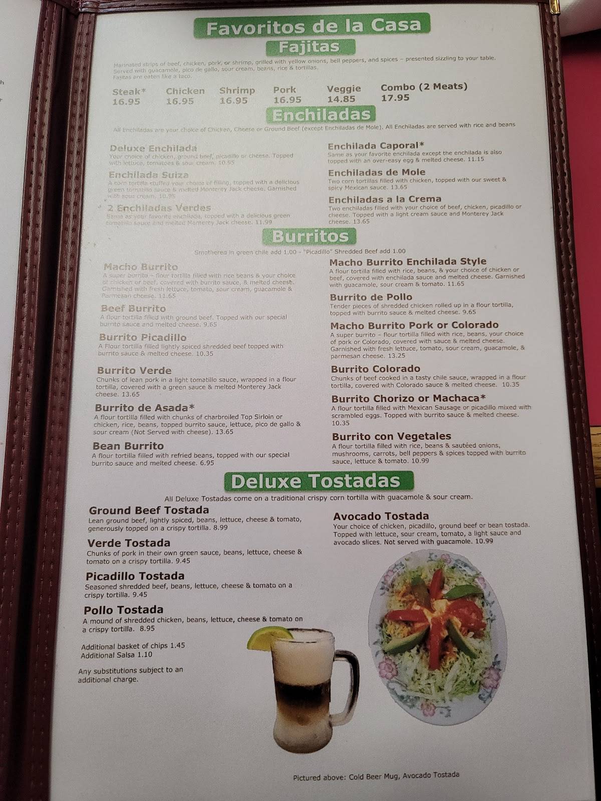 Menu at El Caporal Family Mexican Restaurant, Cañon City, Main St