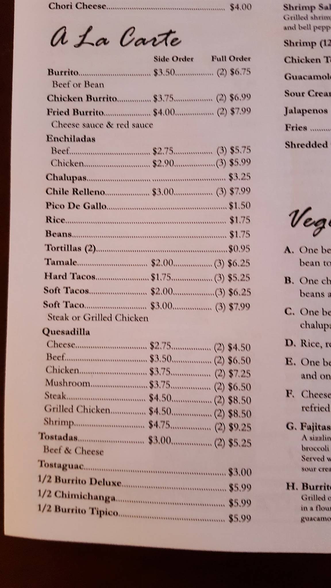 Menu at El Comal Mexican Restaurant, McCalla, AL-216 A
