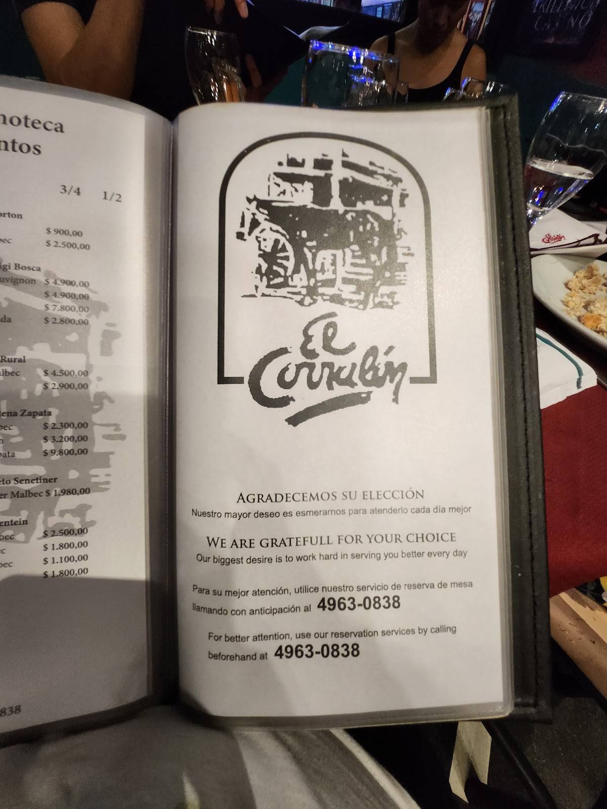 Carta de parrilla El Corralón, Buenos Aires, Dr. Tomás Manuel de ...