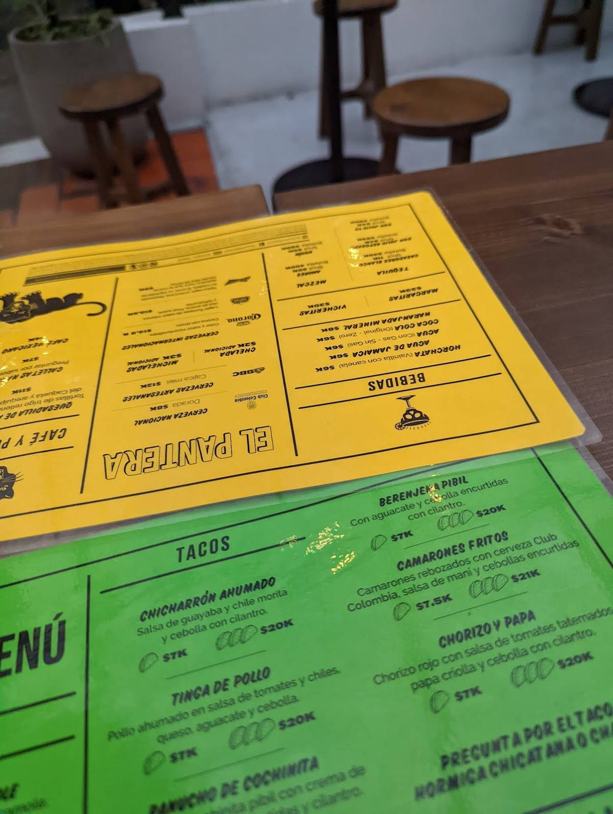 Carta del restaurante El Pantera Taqueria, Bogotá