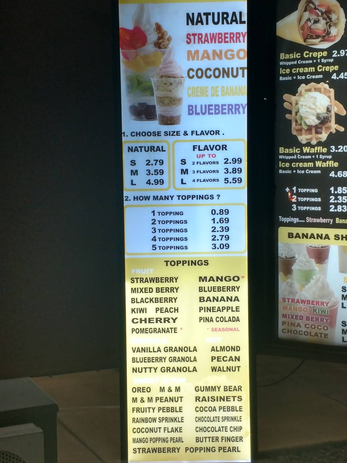 Menu at Hana Banana pub & bar, El Paso, Montana Ave Bldg C #300