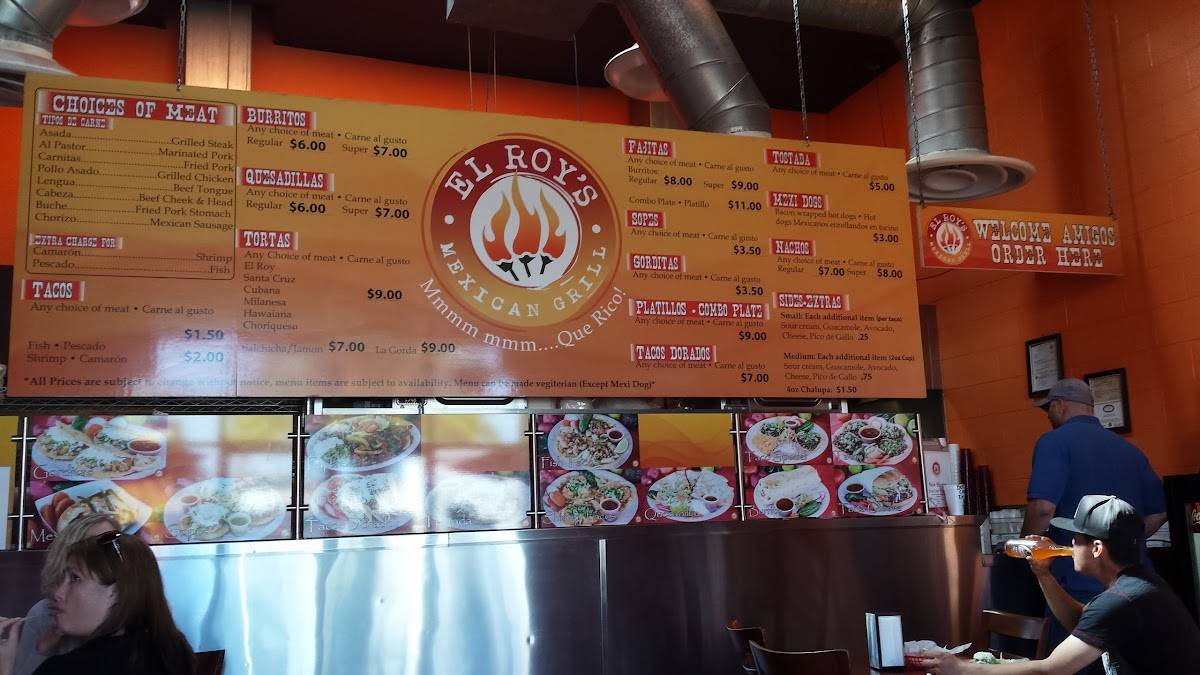 Menu at El Roy's Mexican Grill restaurant, Petaluma, 210 Edith St