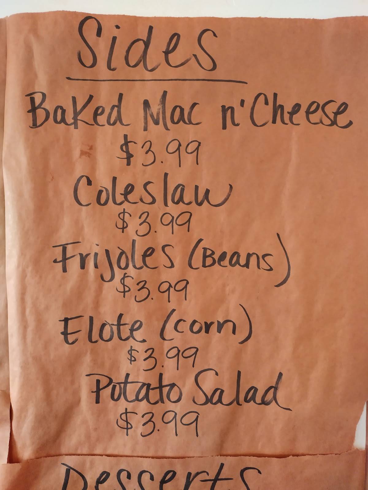 Menu at Eric's Family Barbecue, Avondale