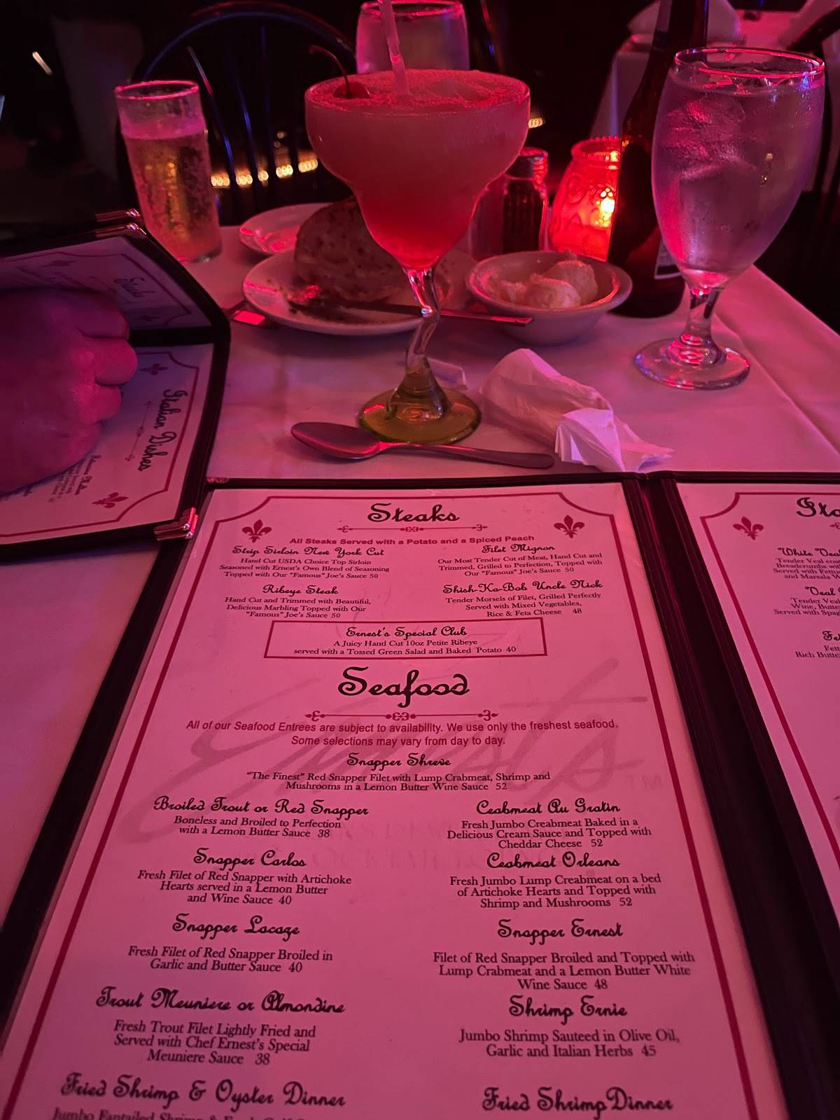 Menu at Ernest's Orleans Restaurant & Cocktail Lounge, Shreveport