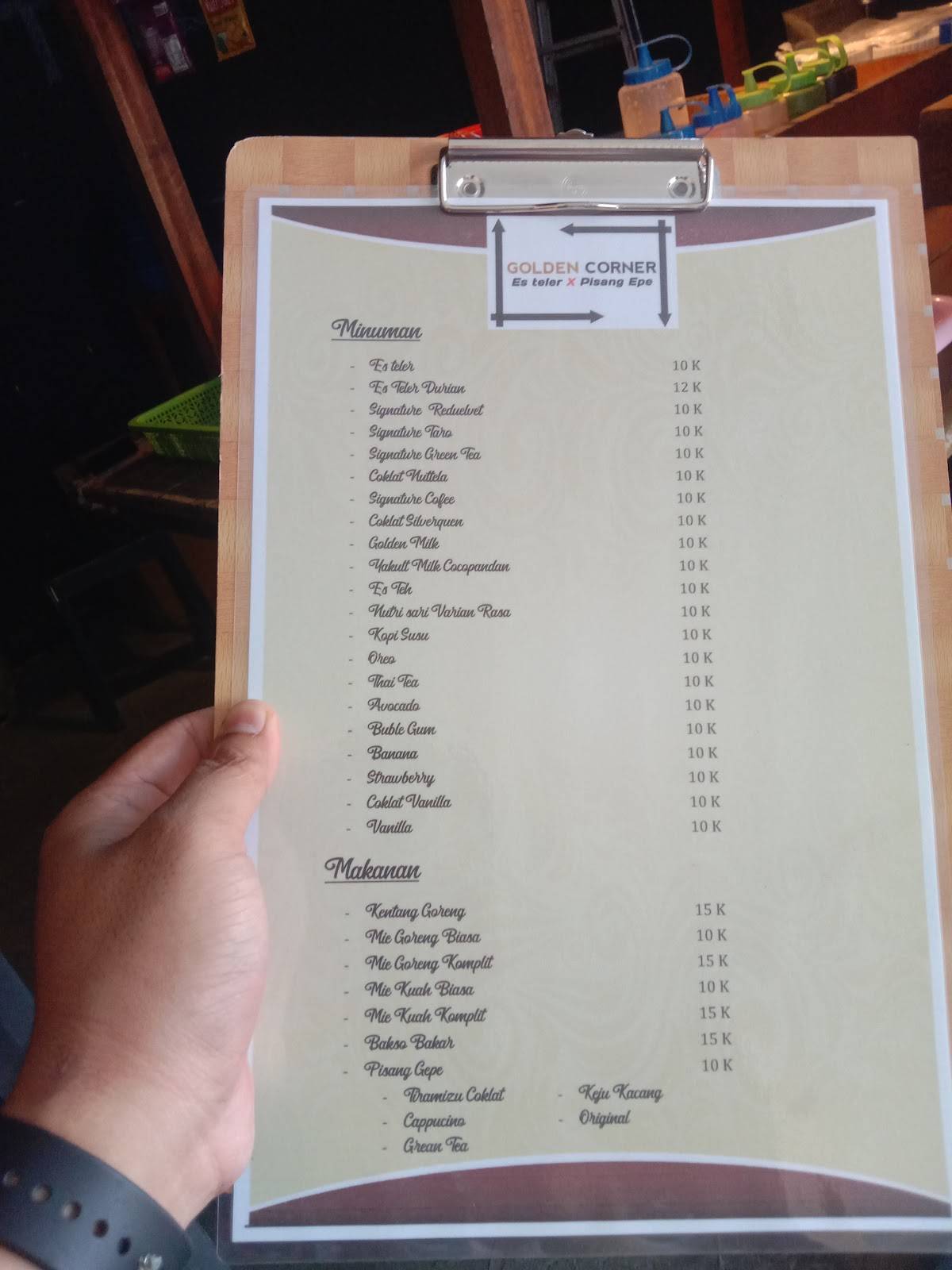 Carta del restaurante Es Teler durian Golden Corner, Bantaya