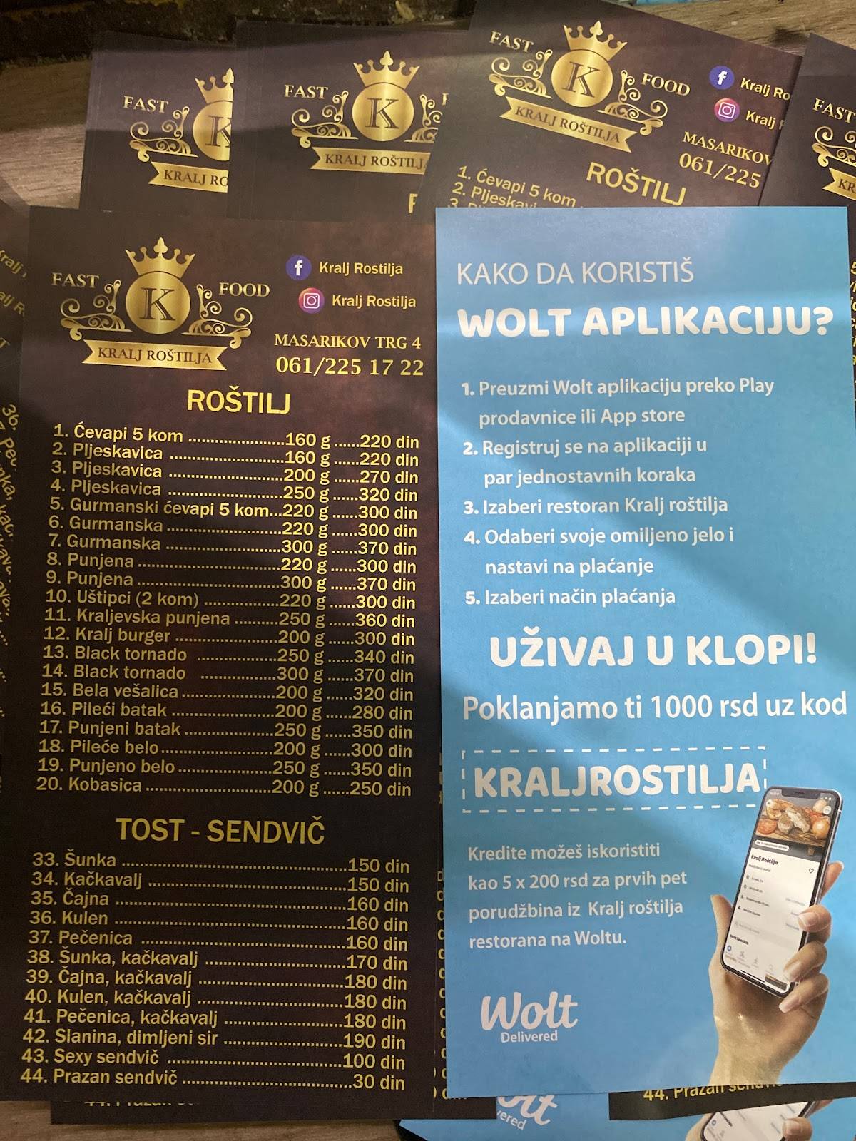 Menu at FAST FOOD KRALJ ROŠTILJA, Leskovac