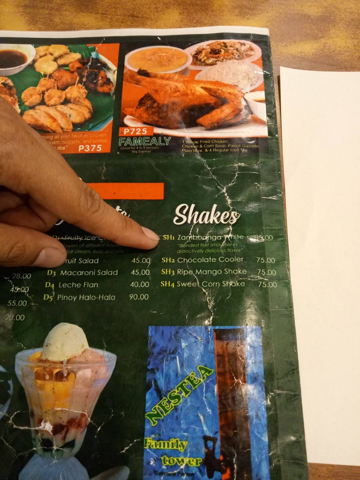 Menu at Family Fried Chicken Restaurant, Zamboanga, Mayor Jaldon Street