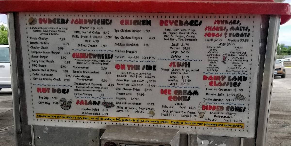 Menu at Dairy Land Drive In fast food, Lander