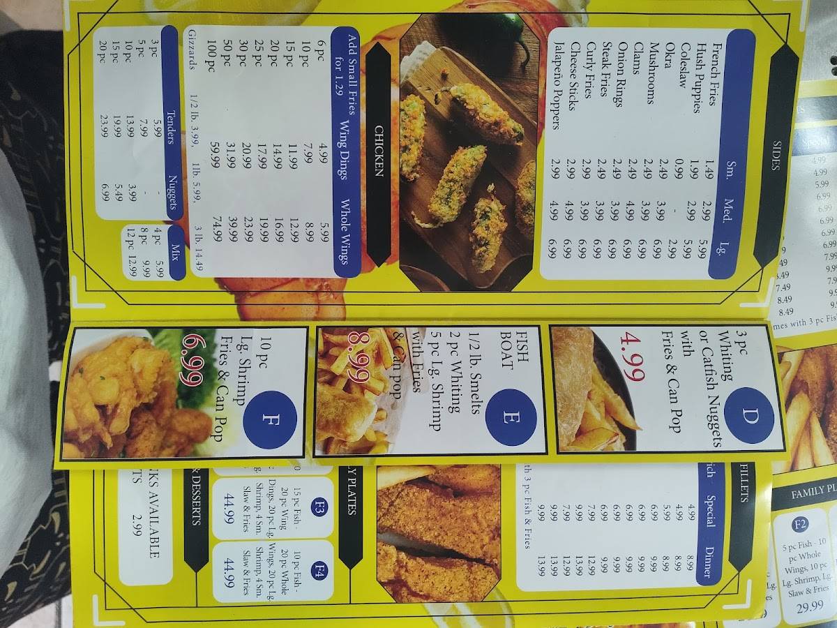Menu at Ocean Fish & Chicken fast food, Detroit