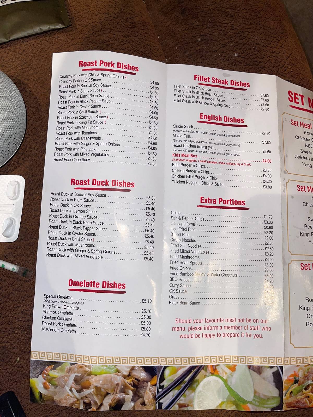 Menu at Red Dragon fast food, Huddersfield