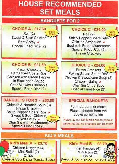 Menu at Slow Boat fast food, Salford