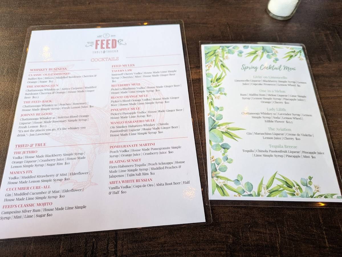 Menu at Feed Table and Tavern pub & bar, Chattanooga