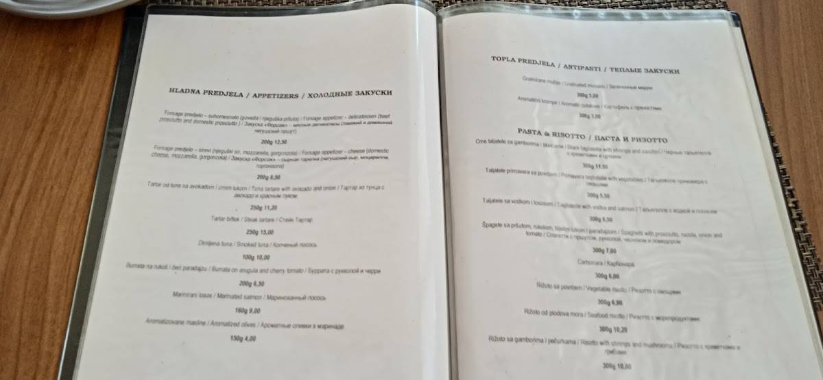 Menu at Forsage Gastro Lounge restaurant, Budva