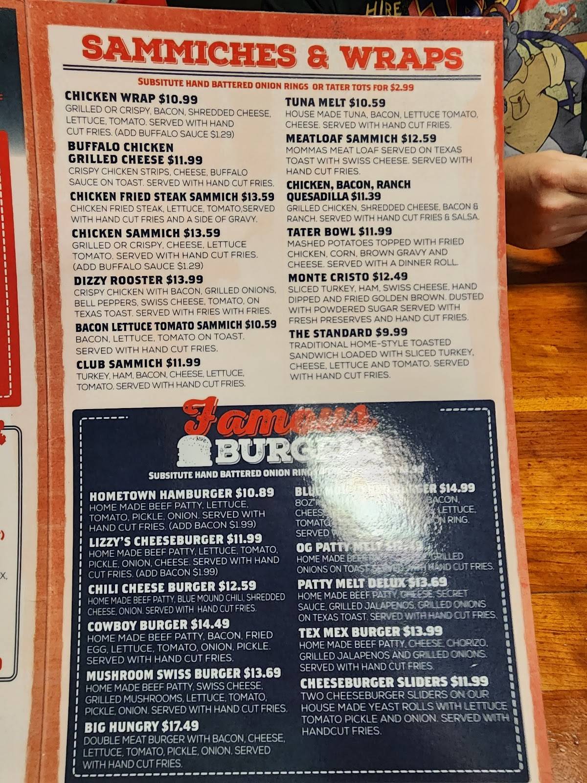 Menu at Blue Mound Cafe - Saginaw, Saginaw