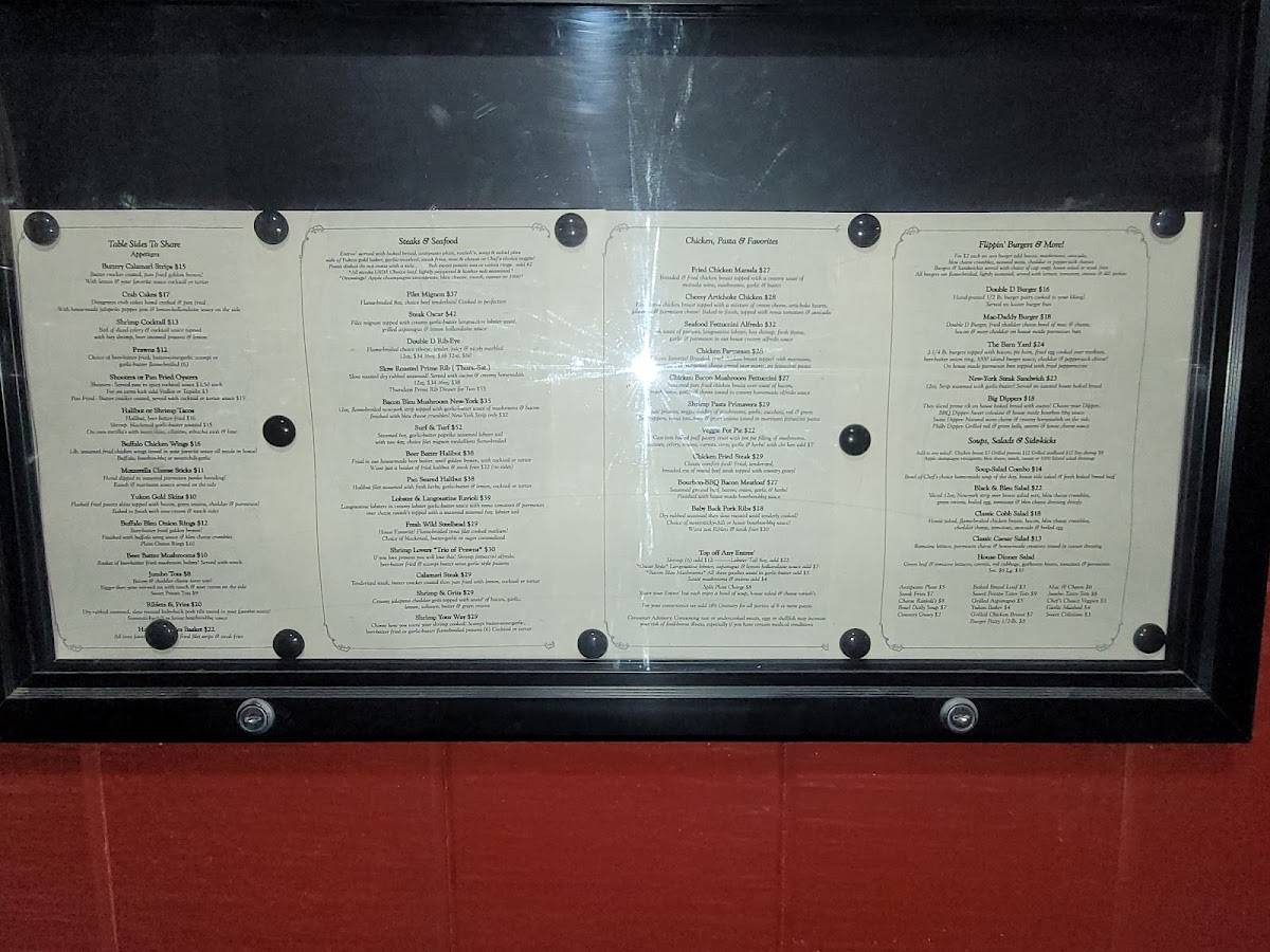 Menu at Double D Steak & Seafood steakhouse, Fortuna