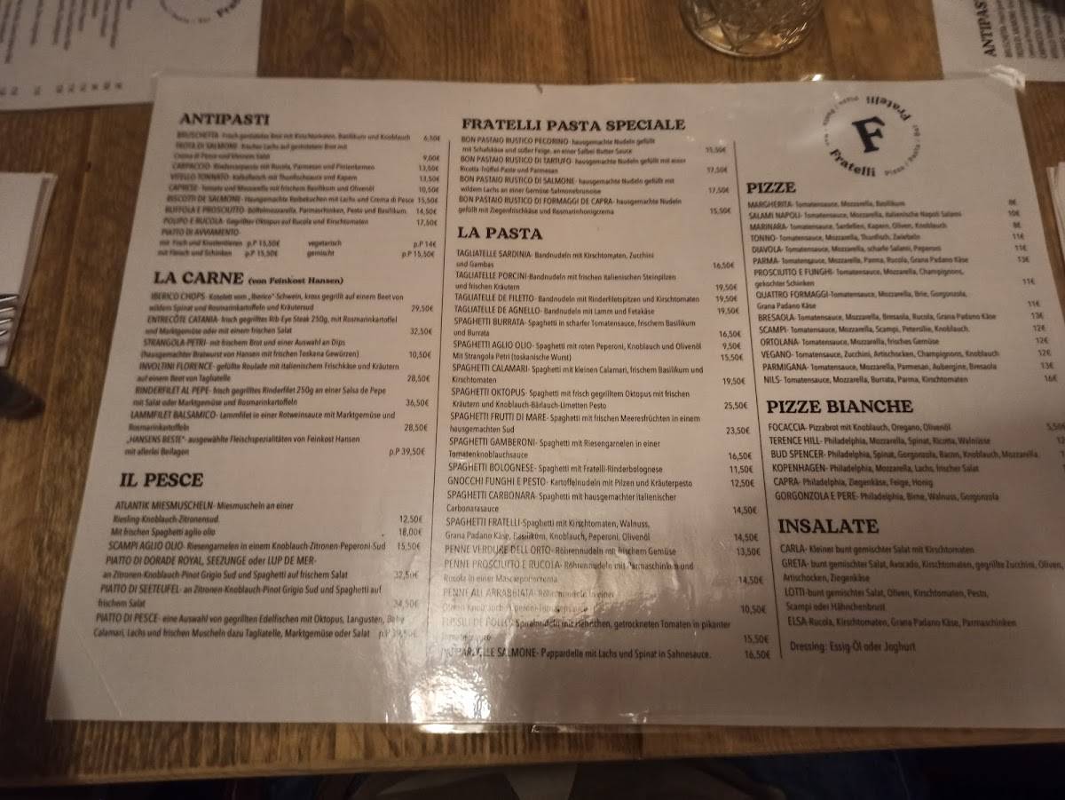 Speisekarte Und Lieferungen Von Fratelli In Düsseldorf – MJGOPT