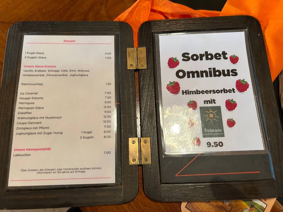 Menu at Wirtschaft Freimann, Zug