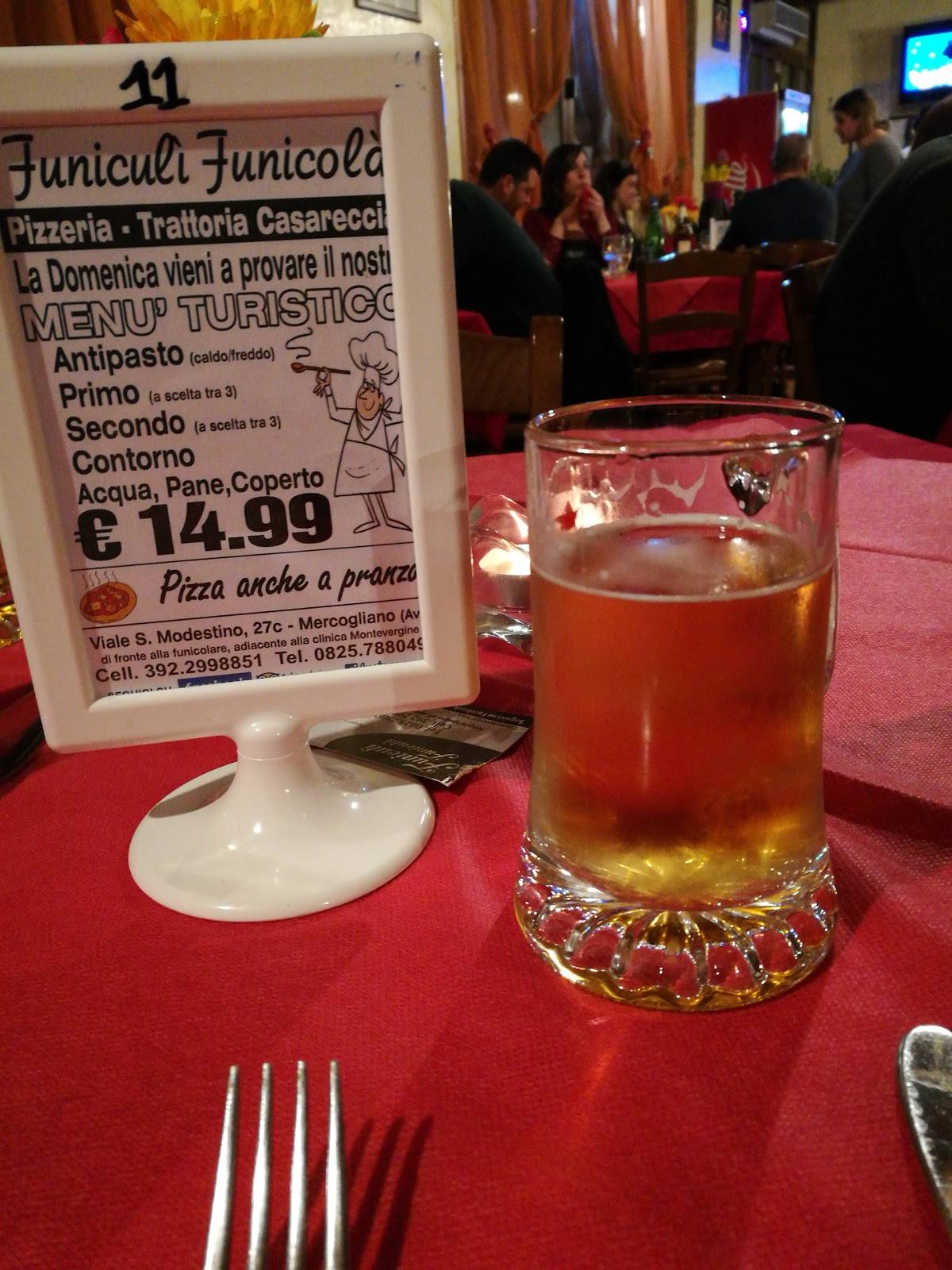 Menu at Funiculì Funiculà restaurant, Mercogliano