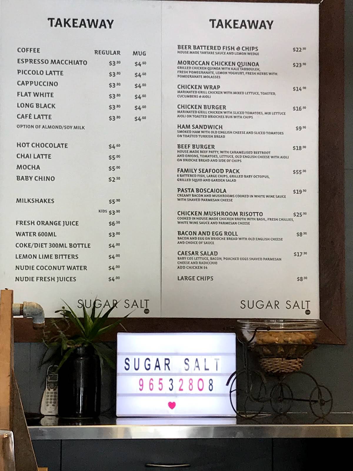 Menu at Sugar Salt Cafe, Galston, 344 Galston Rd