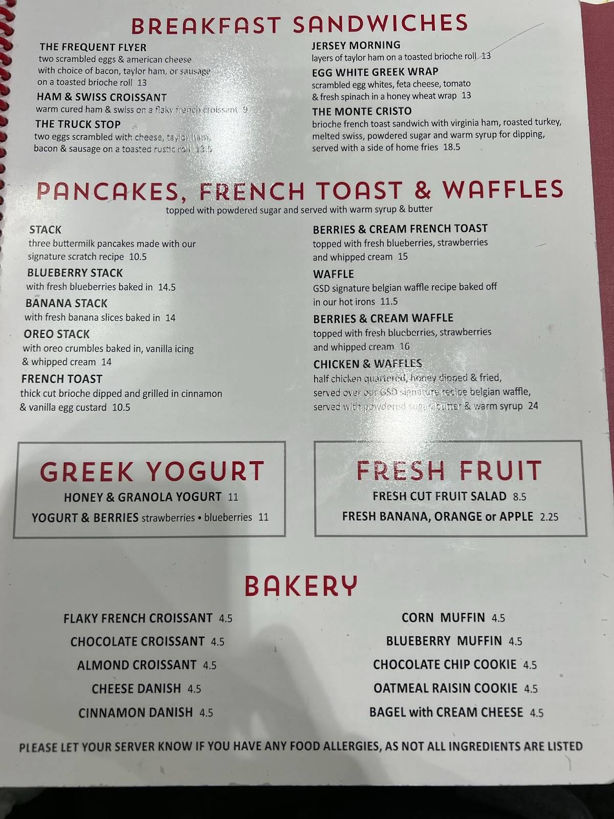 Menu at Garden State Diner restaurant, Newark, Terminal C Gate 109
