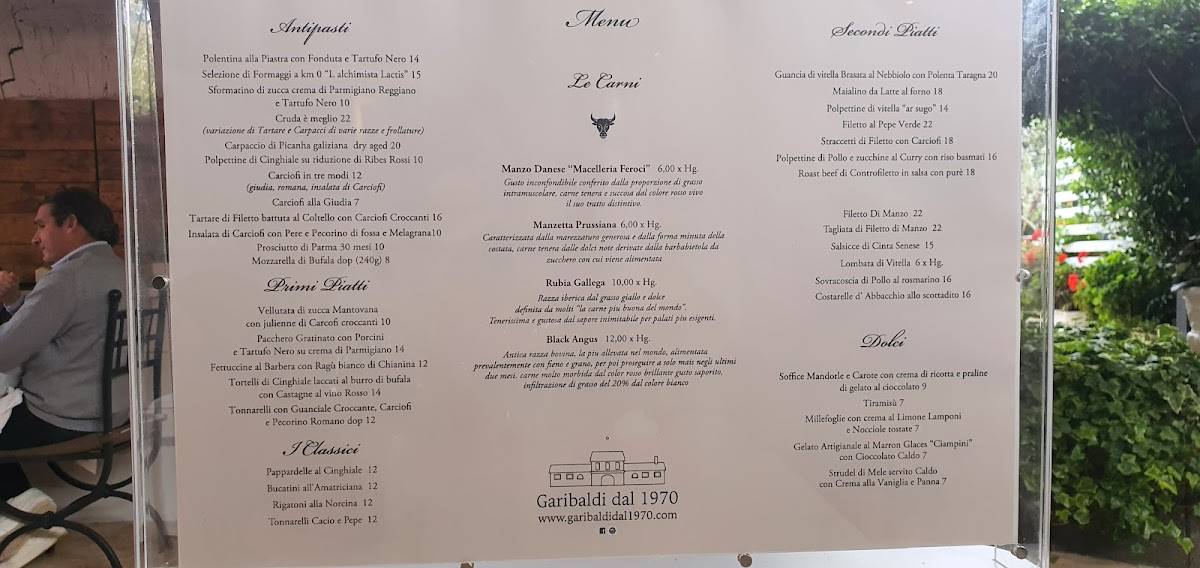 Menu da Garibaldi Dal 1970 ristorante, Roma
