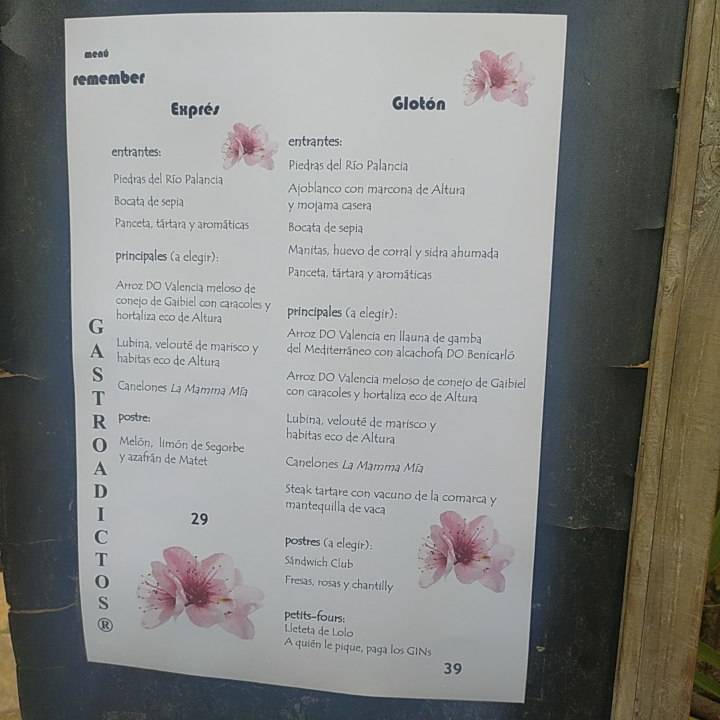 Carta del restaurante Gastroadictos®, Segorbe