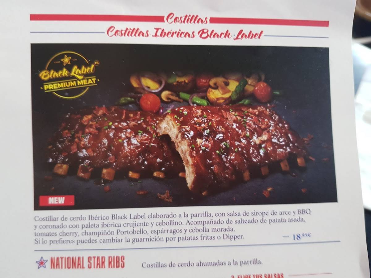Carta del restaurante Foster's Hollywood, Gijón