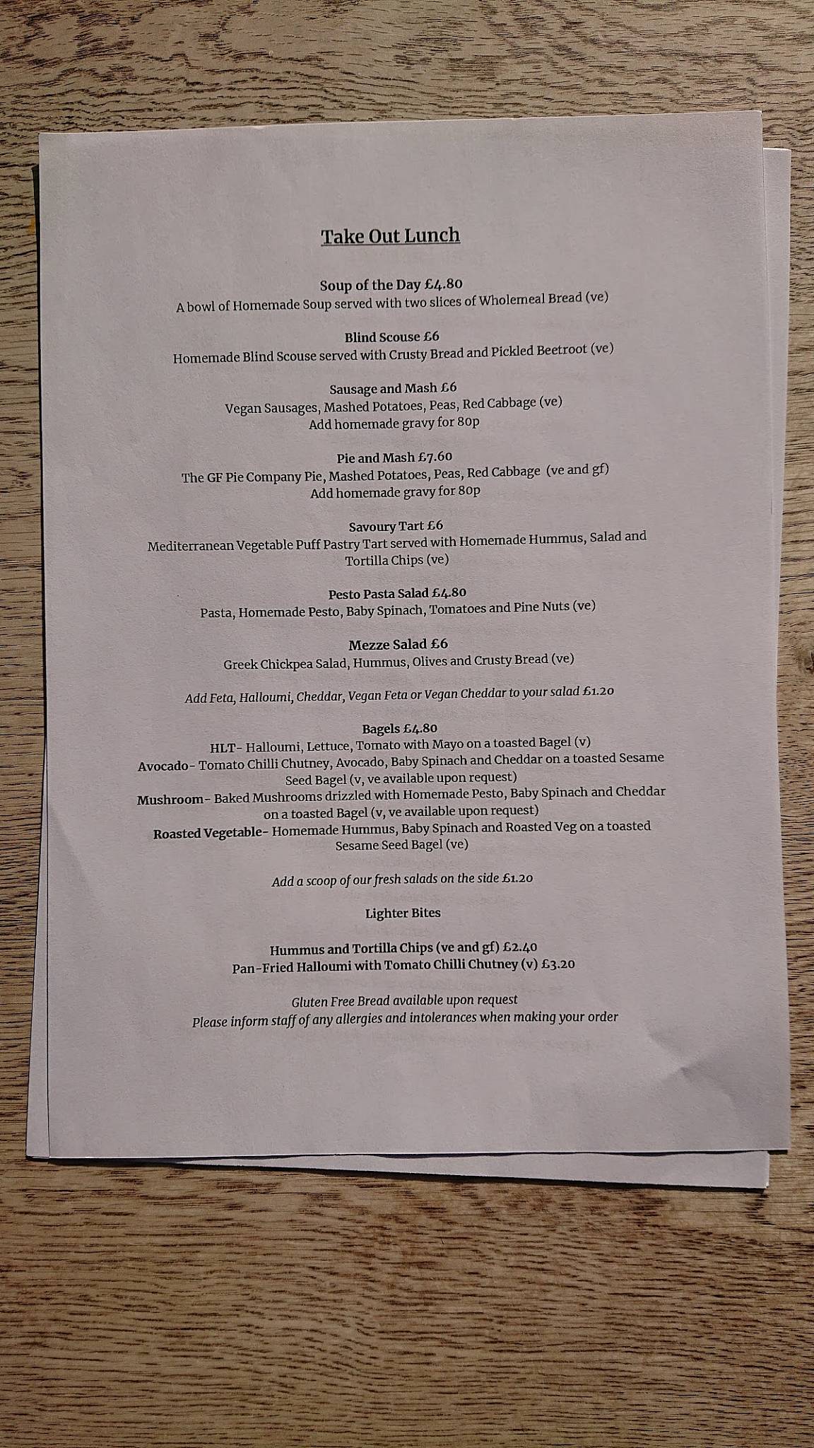 Menu at Glass Onion restaurant, Liverpool, 13 Allerton Rd
