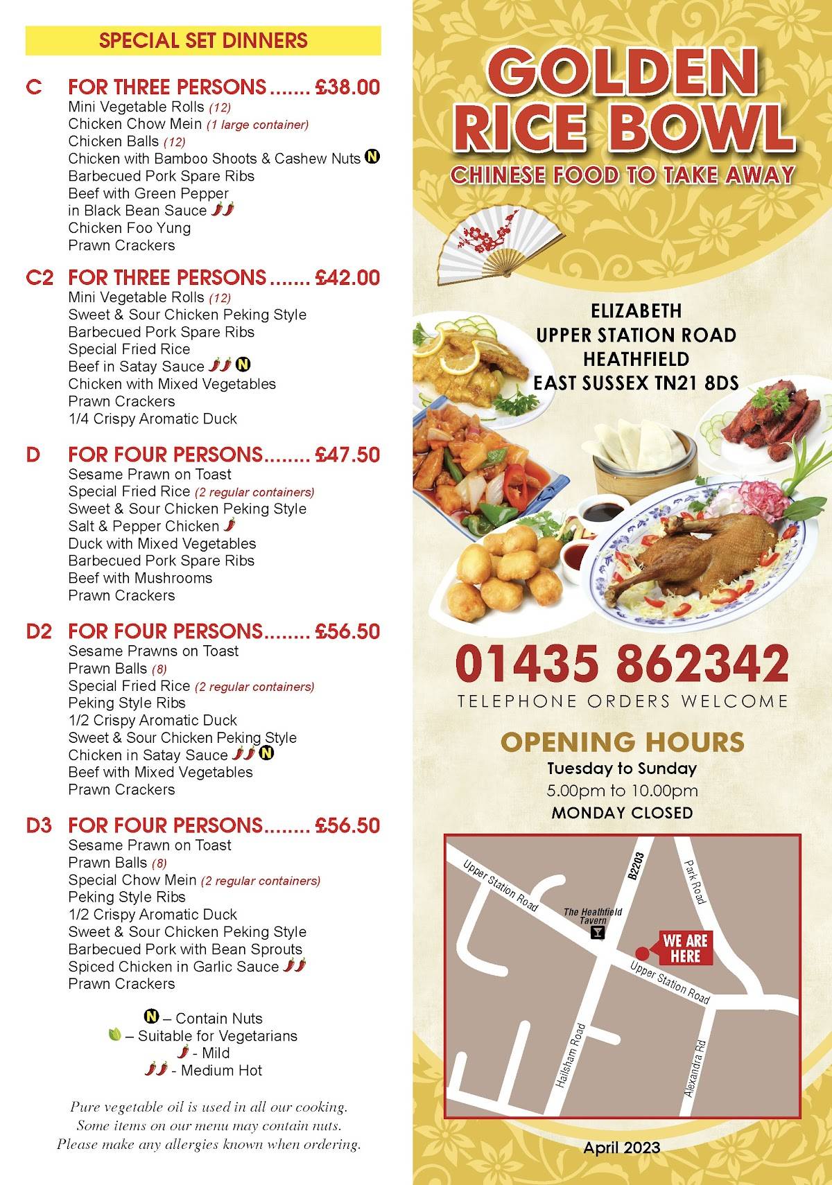 Menu at Golden Rice Bowl fast food, Heathfield