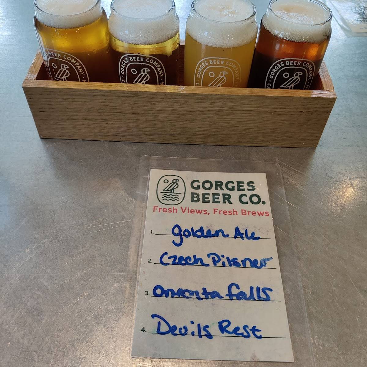 Menu at Gorges Beer Co. restaurant, Cascade Locks