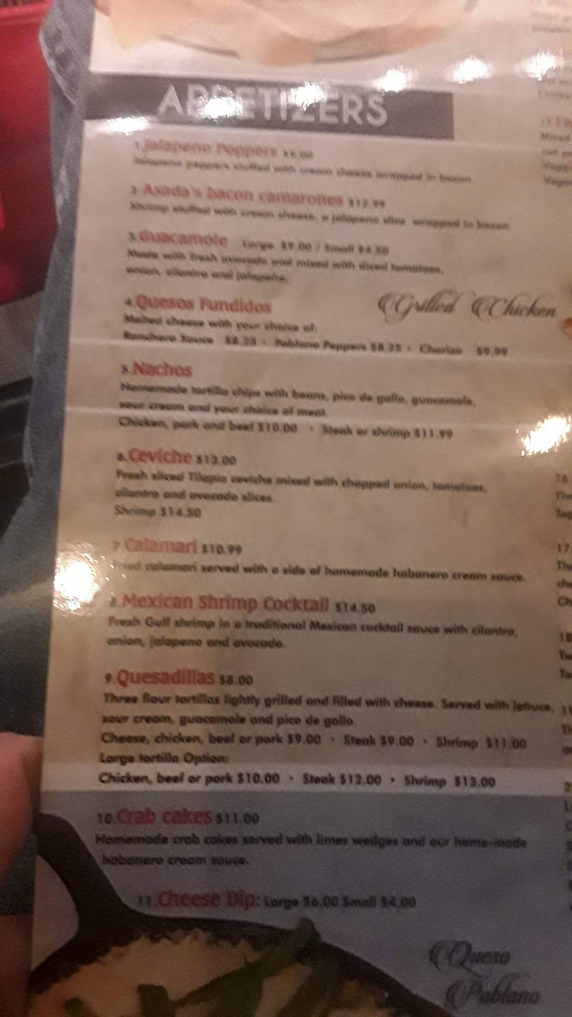 Menu at Asada Grill & Cantina restaurant, Highland, W 45th St