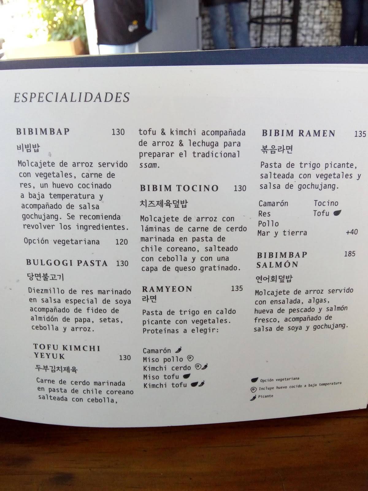 Carta del restaurante SSAM Comida Coreana, Guadalajara