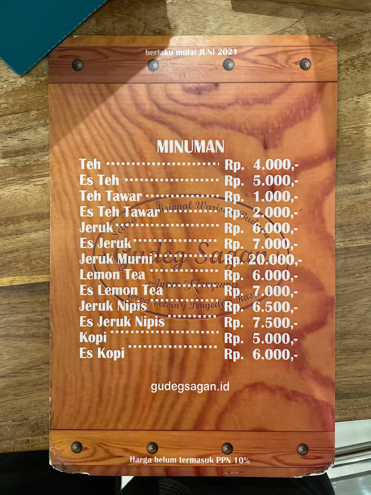 Menu at Gudeg Sagan restaurant, Sendangadi, JL Prof. Dr Jl. Prof ...