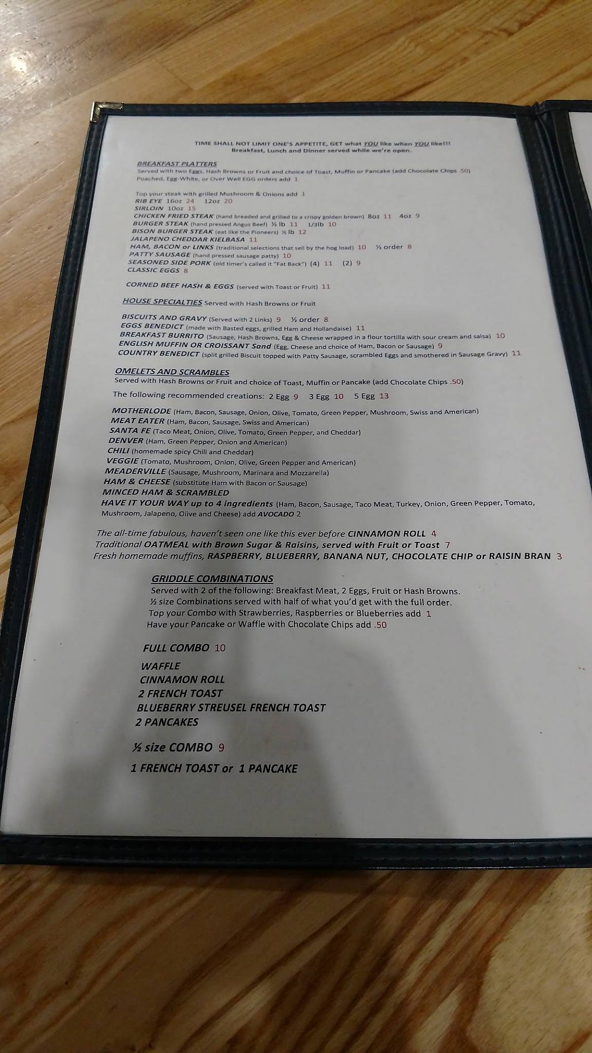 Menu at Hanging Five Restaurant, Butte