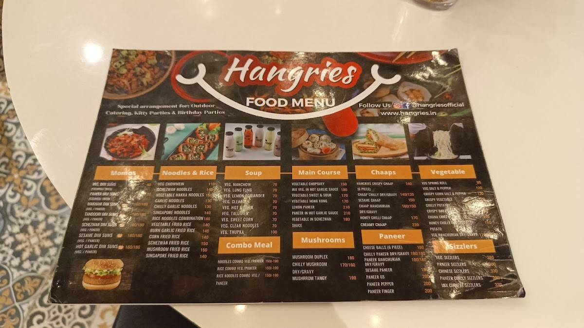 Menu at Hangries Amritsar Italian & Chinese Restaurant, Amritsar