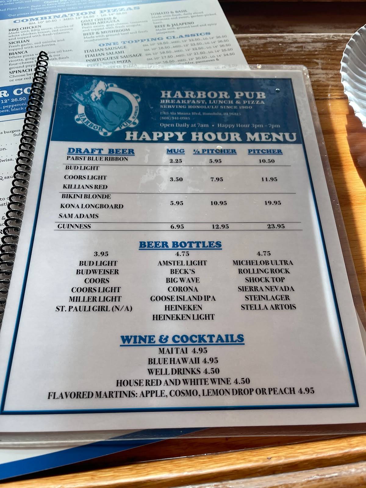 Menu at Harbor Pub & Pizza, Honolulu